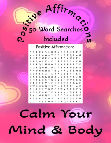 Positive Affirmations Word Search- 50 Calming & Inspirational Searches ...