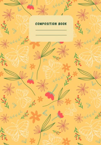 Composition Book: College Ruled, Lined Page | Colorful Flower Patterns ...