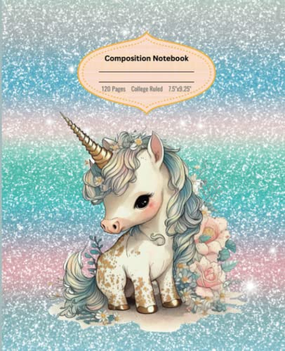 CUTE UNICORN COMPOSITION NOTEBOOK: College Ruled | Notebook for Kids ...