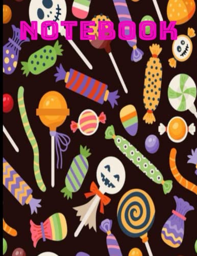 Halloween Candy Mix Notebook Planner 8.5 x 11 inches 100 Wide Ruled ...