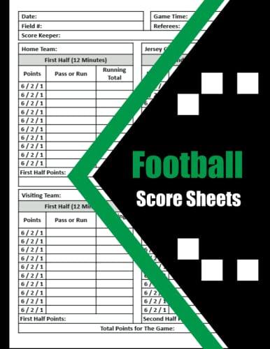 Football Score Sheets: Football Score Notebook,Football Game Record ...