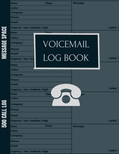 Voicemail Log Book: Phone Call Message Tracker, With over 500 record ...