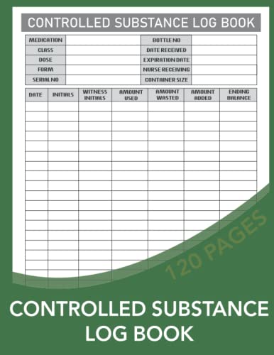 Controlled Substance Log Book: Simple Narcotics And Drugs Record Book ...