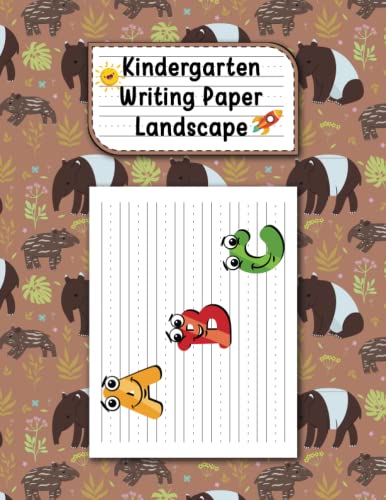 Kindergarten Writing Paper Landscape: Blank Handwriting Practice Paper ...
