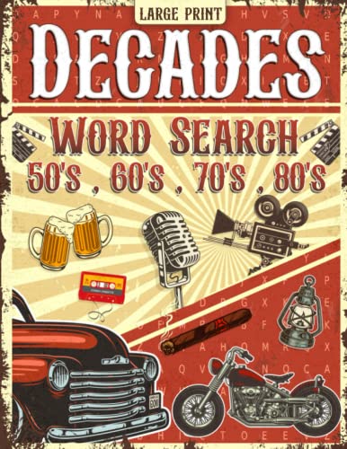 Decades Word Search, 1950's, 1960's, 1970's and 1980's Themed Puzzle ...