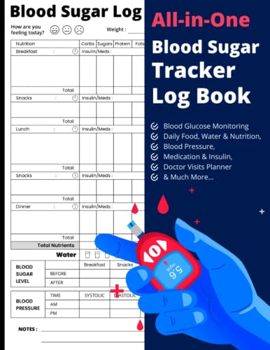Blood Sugar Tracker Log Book: Diabetic journal with Food and Nutrition ...