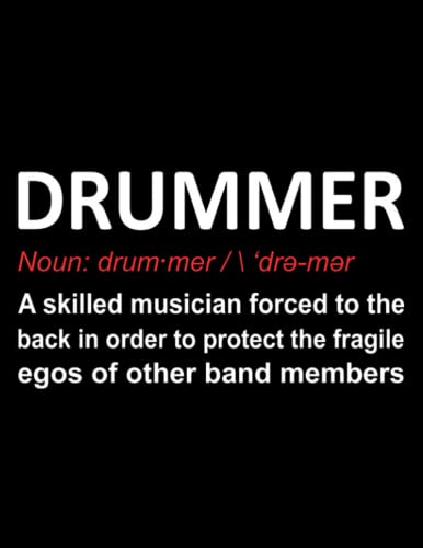 Drummer Drummer Definition Funny 1 Notebook: Notebook| 8.5x11, 100 ...