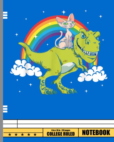 Sphynx Cat Kitten T Rex Dinosaur Tyrannosaurus Notebook: Cute Cats Wide ...