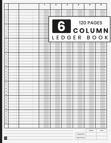 6 Colomun Ledger Book: Accounting Ledger Book for Bookkeeping, Columnar ...