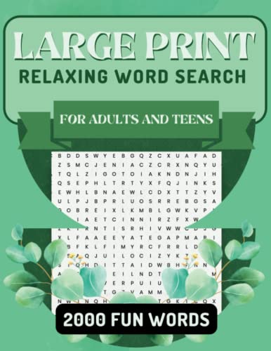 Large Print Relaxing Word Search for Adults and Teens by Gloria Tingey ...
