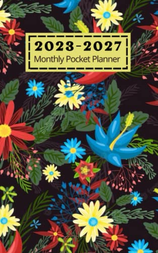 2023-2027 monthly planner five years small size: Colorful Roses Cover ...