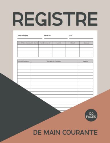 Registre De Main Courante: Pour L'enregistrement Des Événements ...