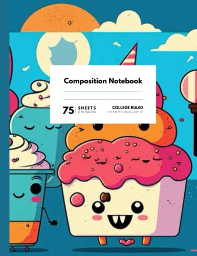 Sweet Treats & Cartoon Friends Composition Notebook: College Ruled ...