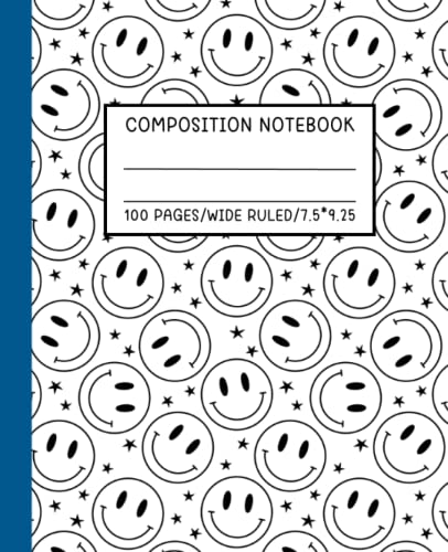 Groovy Smiley Faces Composition Notebook Wide Ruled: Aesthetic Preppy ...