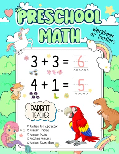 Preschool Math Workbook for Toddlers Ages 2-4 With Parrot Teacher ...