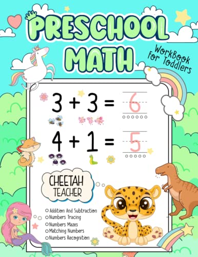 Preschool Math Workbook for Toddlers Ages 2-4 With Cheetah Teacher ...