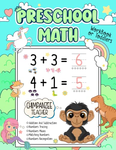 Preschool Math Workbook for Toddlers Ages 2-4 With Chimpanzee Teacher ...