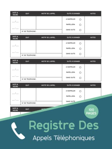 Registre Des Appels Téléphoniques: Suivi Des Appels Clients | Appels ...