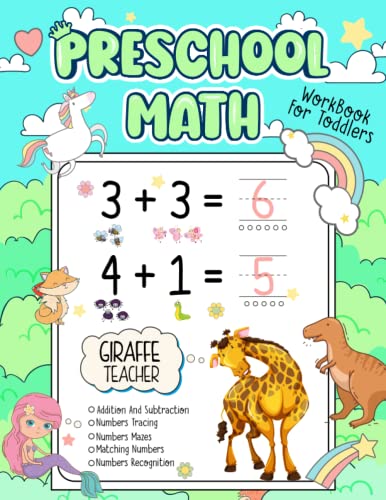 Preschool Math Workbook for Toddlers Ages 2-4 With Giraffe Teacher ...