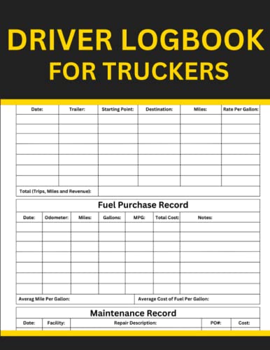 Driver Logbook For Truckers: Mileage and Fuel Tracker Notebook For ...