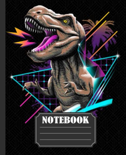 Rad T-Rex Notebook: Wide Ruled Lined Paper Notebook Journal | Dinosaur ...