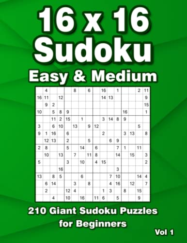 16x16 Sudoku Puzzle Book Easy & Medium: Large Print Puzzle Book with ...