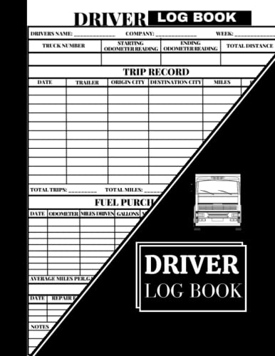 Truck Driver Log Book:: Driving Log Book for Truckers to Record Vehicle ...