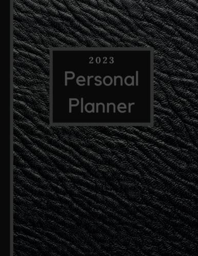 Black Faux Leather 2023 Personal Planner: Organize Your Time, Goals ...