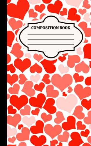 Trendy blank notebook: Valentines Day Heart composition notebook ...