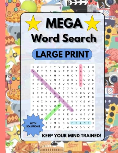 Mega Word Search: Puzzle for Seniors, Adults, Teens | Large Print, 8.5 ...