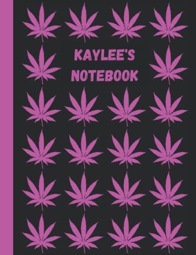 Kaylee's Notebook: Personalised Pink Weed Leaf Inspired Lined Journal ...