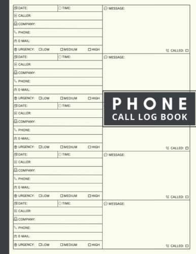 Phone Call Log Book: Call Tracker and Voice Mail Log Book With Over 500 ...