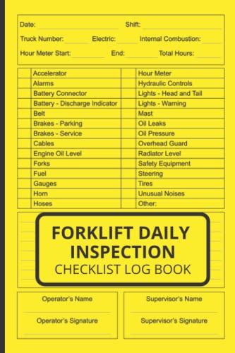 Forklift Daily Inspection Checklist Log Book: Safety and Maintenance ...