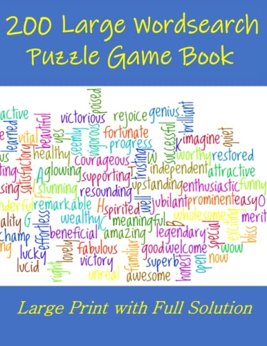 200 Large Wordsearch Puzzle Game Book: Large Print WordSearch Game With ...