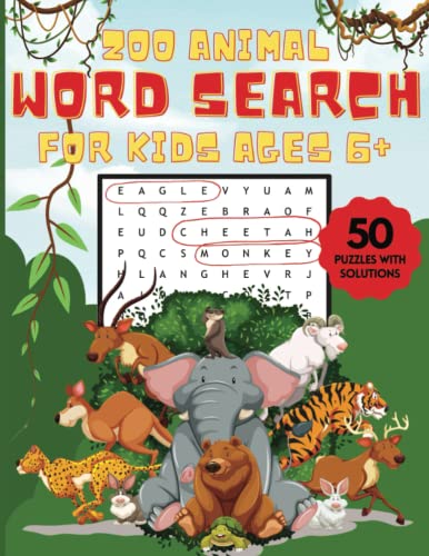 Fun Zoo Animal Word Search Puzzle and Coloring Book for Kids ages 6-12 ...