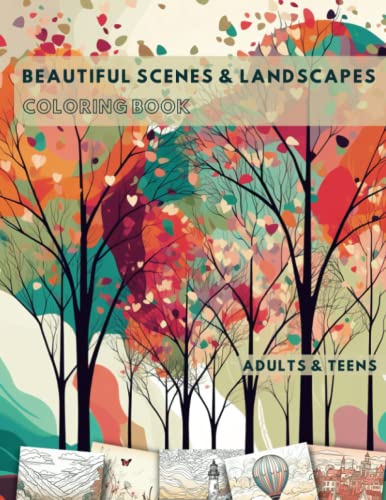 Beautiful Scenes & Landscapes Coloring Book: For Stress Relief ...