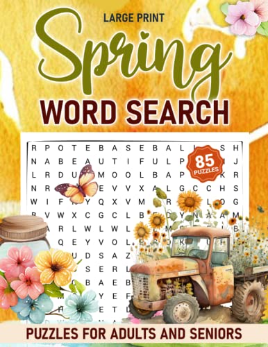 Spring Word Search Puzzles Large Print: 1300+ Themed Word Find Brain ...