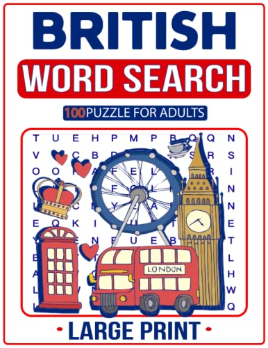 British Word Search Puzzle Book For Adults: 100 Large Print Word Search ...