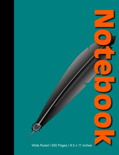 Notebook: 500 Pages - College Wide Ruled large Notebook: Journal with ...