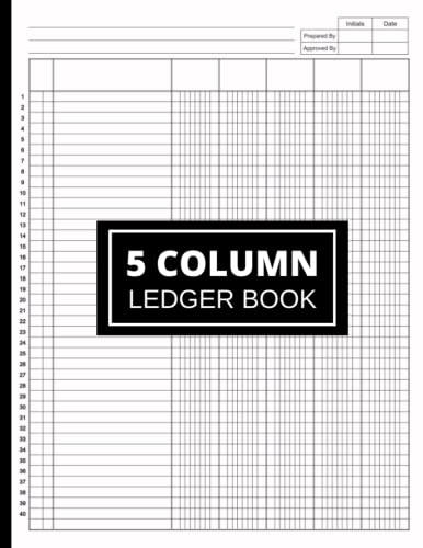 5 Column Ledger Book: Accounting Ledger For Bookkeeping, Income and ...
