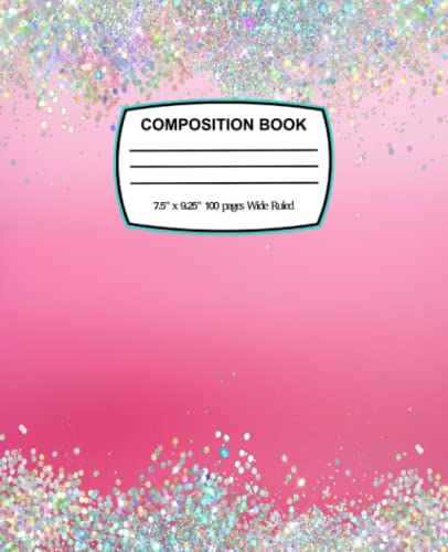Pink Ombre and Holographic Glitter Sparkle Composition Notebook for ...