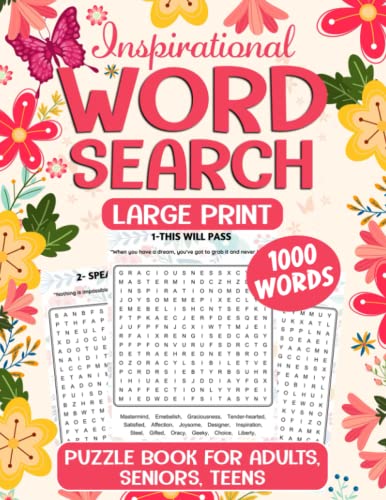 Inspirational Word Search Puzzle Books for Adults Seniors Teens Large ...