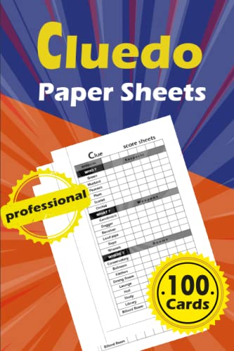 Cluedo paper sheets: cluedo card game:cludo games sheets:cluedo score ...