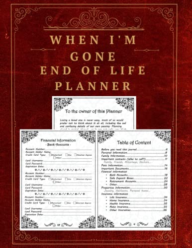 When I'm gone - End of life planner: Death Planner Organizer, Practical ...