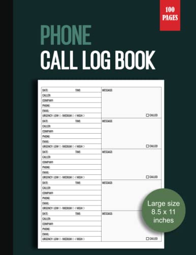Phone Call Log Book: Telephone Message Book, Voicemail Recording ...