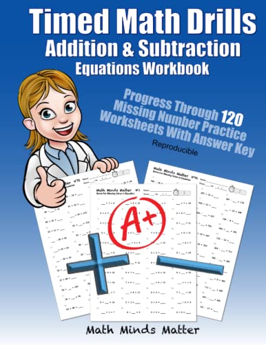 Timed Math Drills Addition & Subtraction Equations Workbook: Progress ...