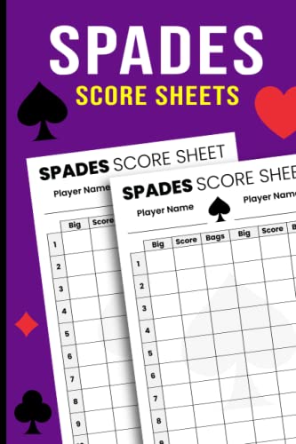 Spades Score Sheets: Spades Scorekeeping Book For Spades Game ...