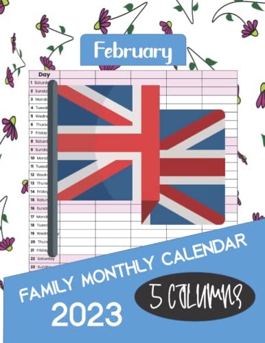 Family Monthly Calendar - 2023: Family home monthly organizer for ...