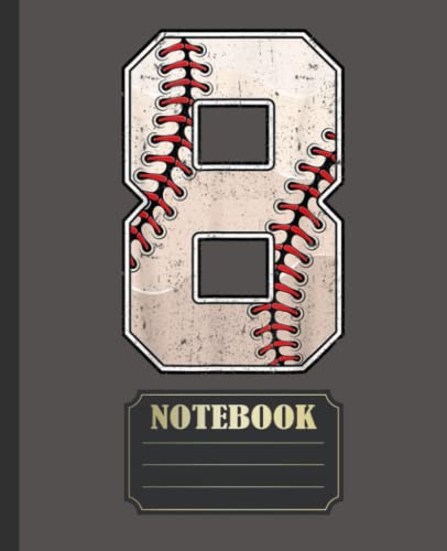 8th Birthday Baseball Big Number Eight 8 Year Old Boy Girl Notebook ...