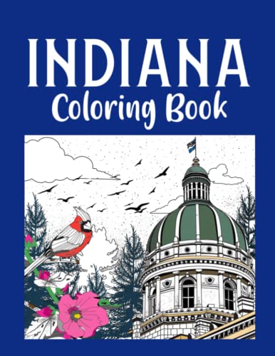 Indiana Coloring Book: Adult Coloring Pages, Painting on USA States ...